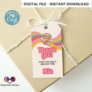 Editable Disco Party Favor Tag Template | Bridal | Baby Shower ...