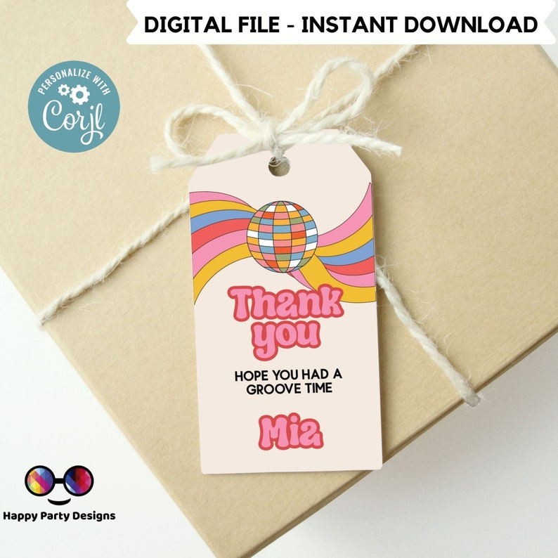 Editable Disco Party Favor Tag Template Bridal Baby Shower - Etsy