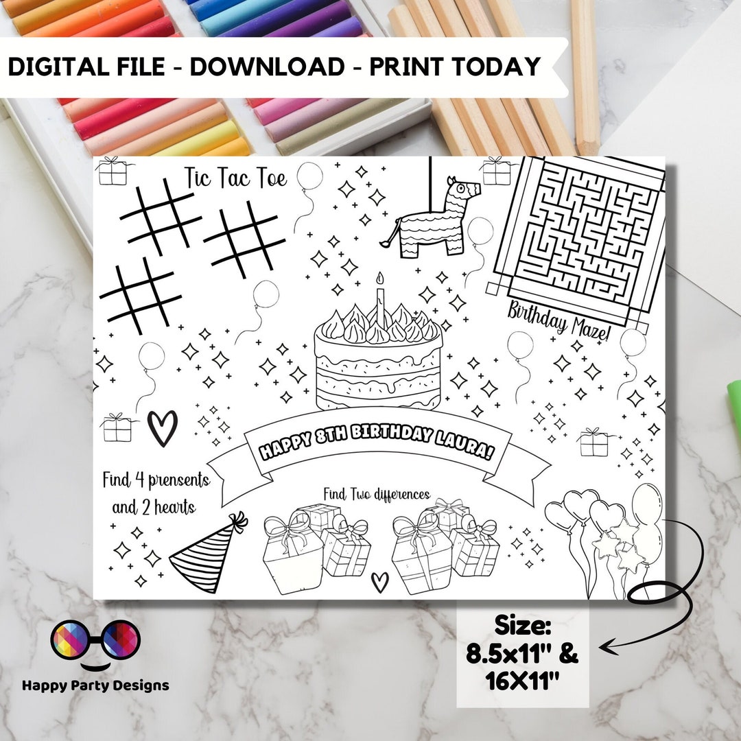 Editable Happy Birthday Placemat | Placemat Coloring Page | Any Age ...