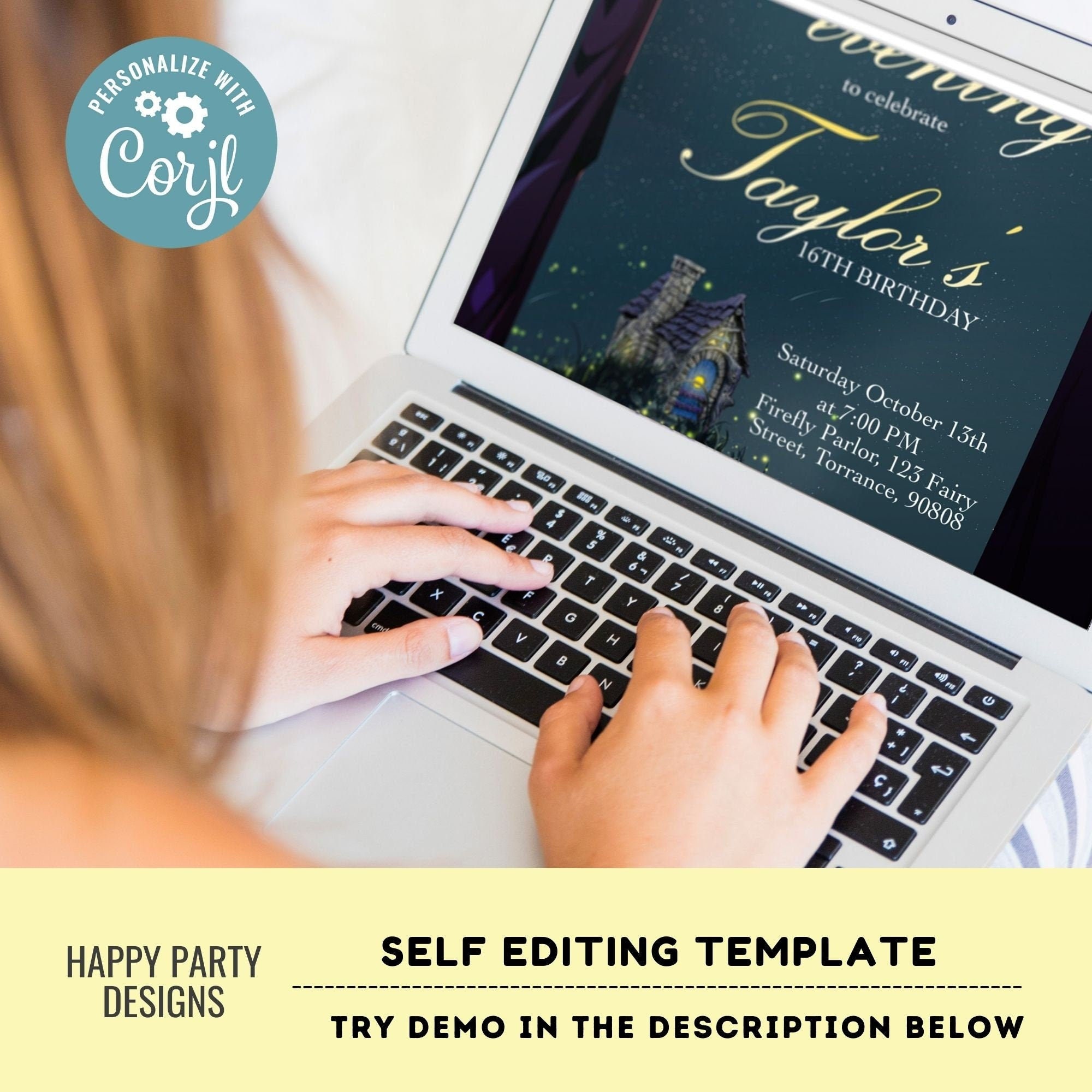 Enchanted Party Invitations Gold Glitter Invitations - Etsy