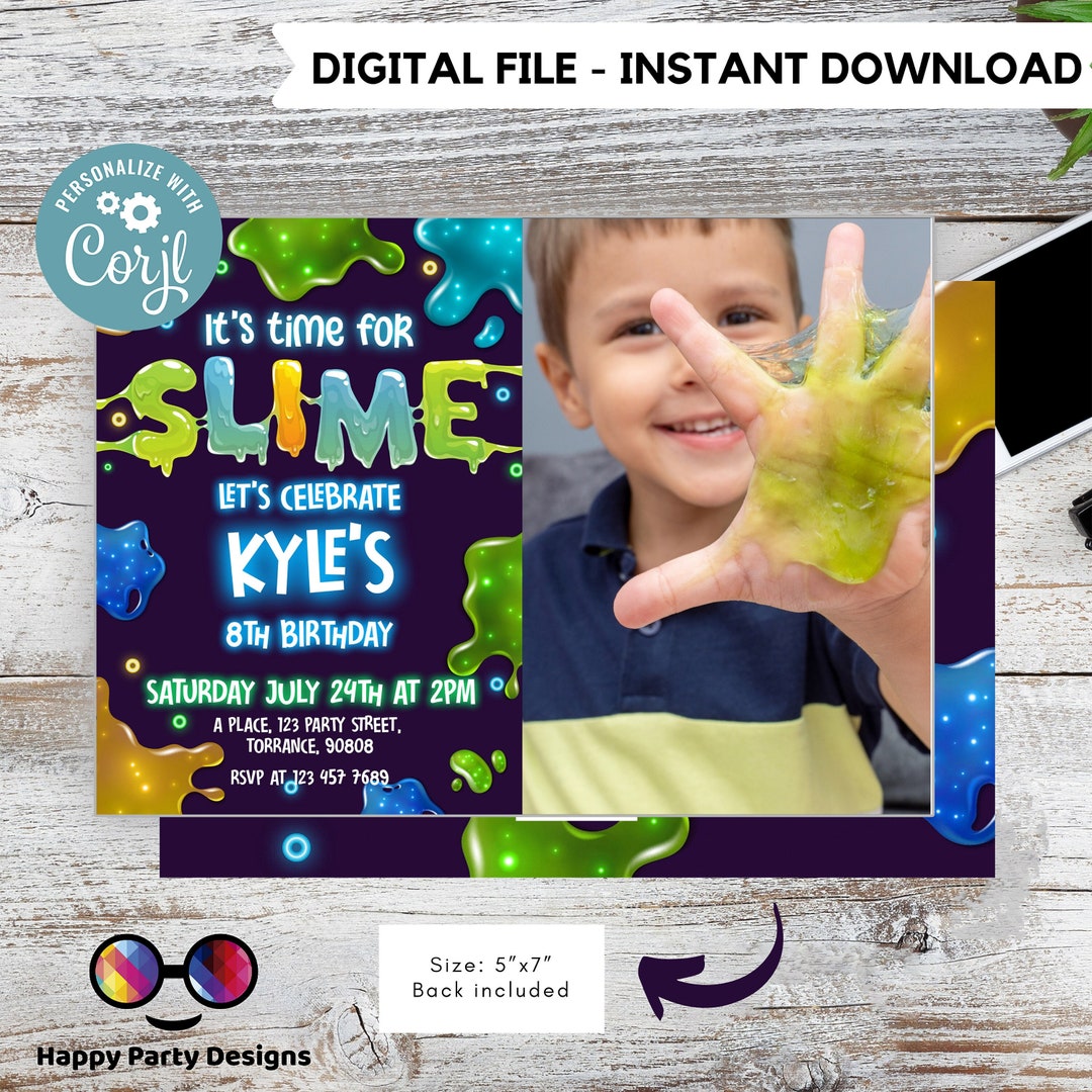 Slime Invitation | Slime Party Invitation | Birthday Boy | Slime ...