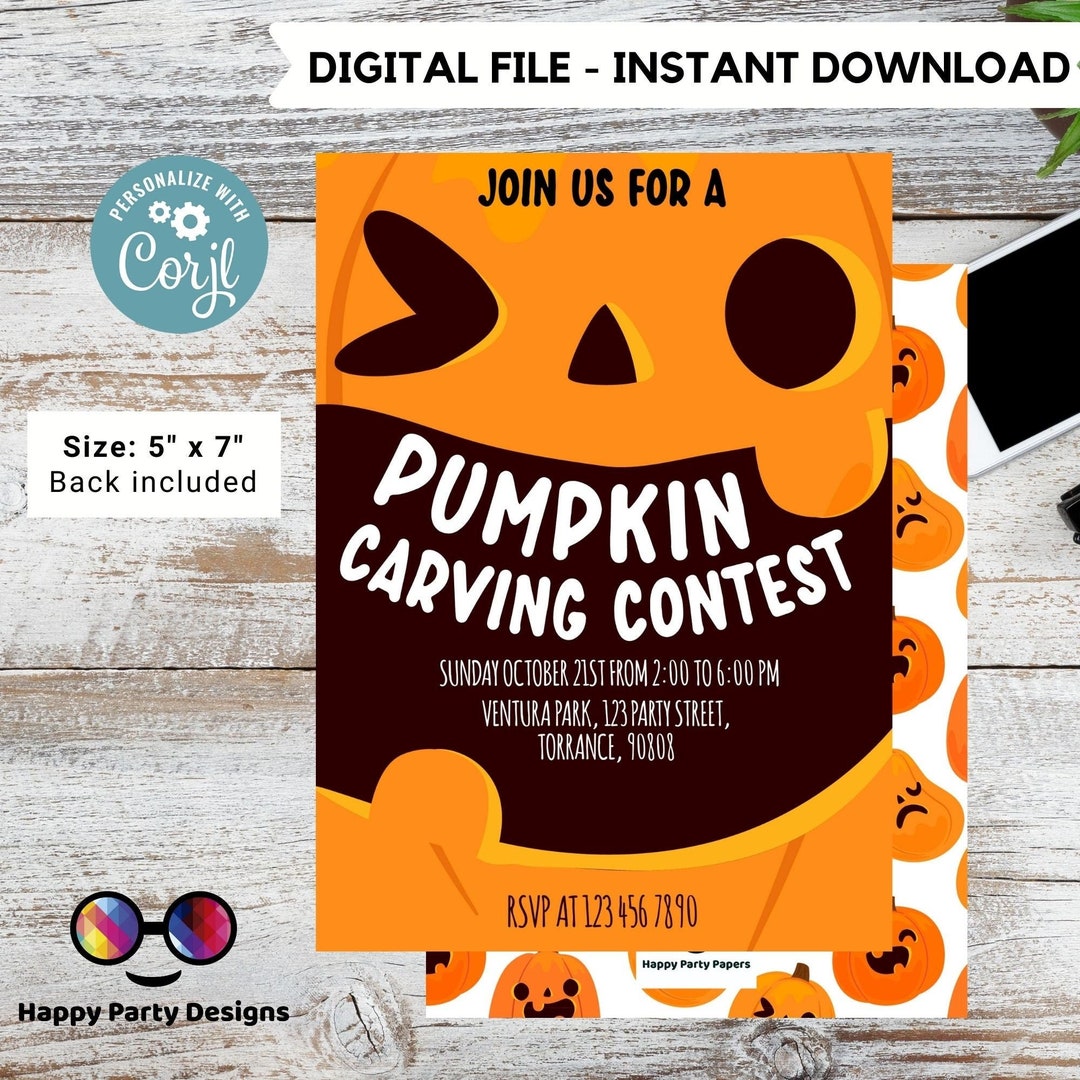 Editable Pumpkin Carving Invitation | Halloween Party | Pumpkin Carving ...