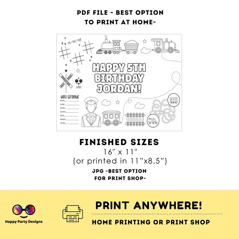 Editable Train Printable Activity and Coloring Activity Page - Etsy