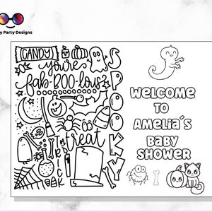 Editable Baby Shower Coloring Page | Halloween Coloring Page | Placemat ...