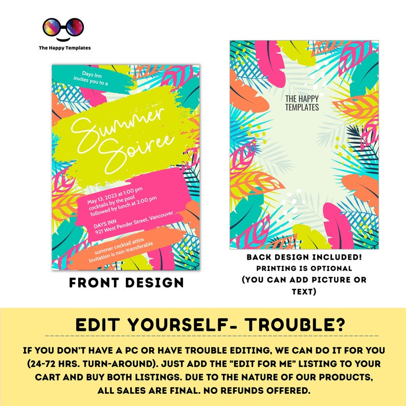 Summer Soiree Invitation | Ladies House Party Invite | EDITABLE ...