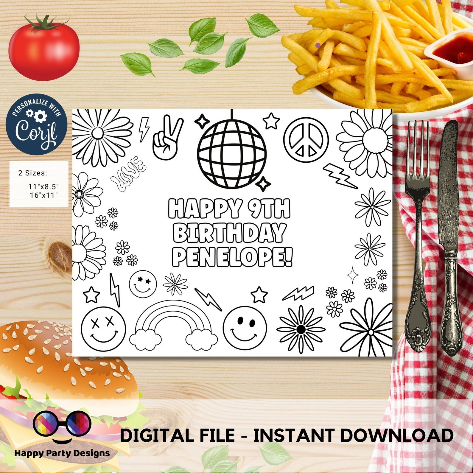 Editable Groovy Coloring Page | Placemat Coloring Page | Any Age ...