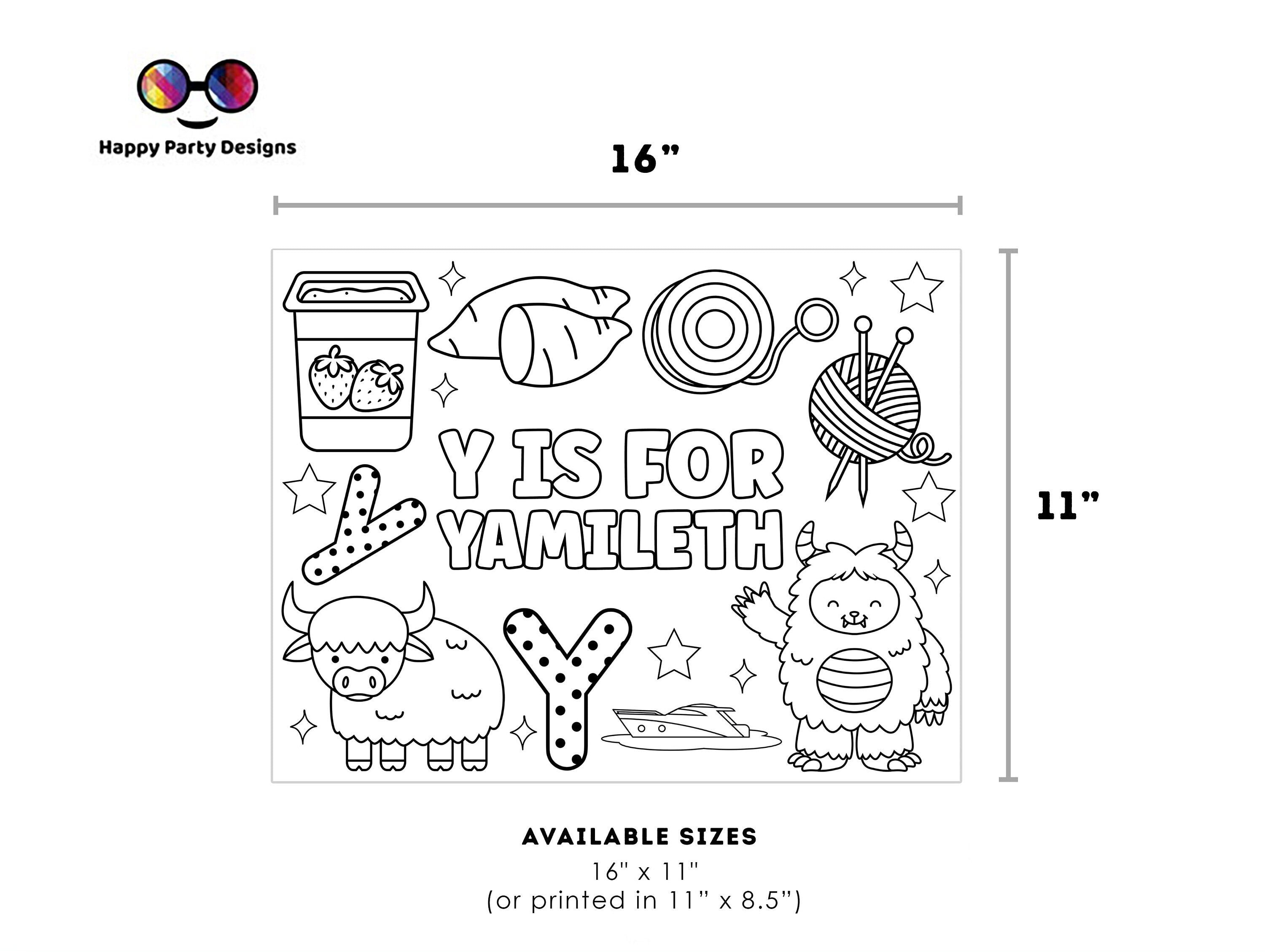 Editable Name Coloring Page | Y is for | Personalized Name Alphabet ...