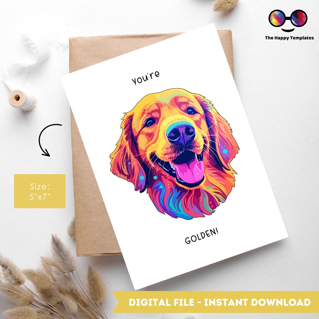 Golden Retriever Birthday Card | You're Golden Greeting Card | Have A ...