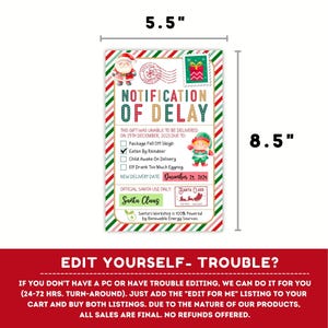 EDITABLE Notification of Delay Label | Christmas Gift Delay ...