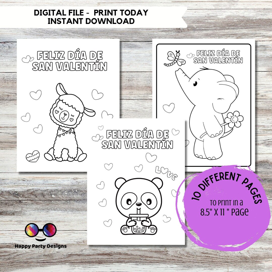 SPANISH Printable Coloring Pages | for Kids | Happy Valentines Day ...