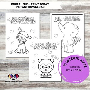 SPANISH Printable Coloring Pages | for Kids | Happy Valentines Day ...