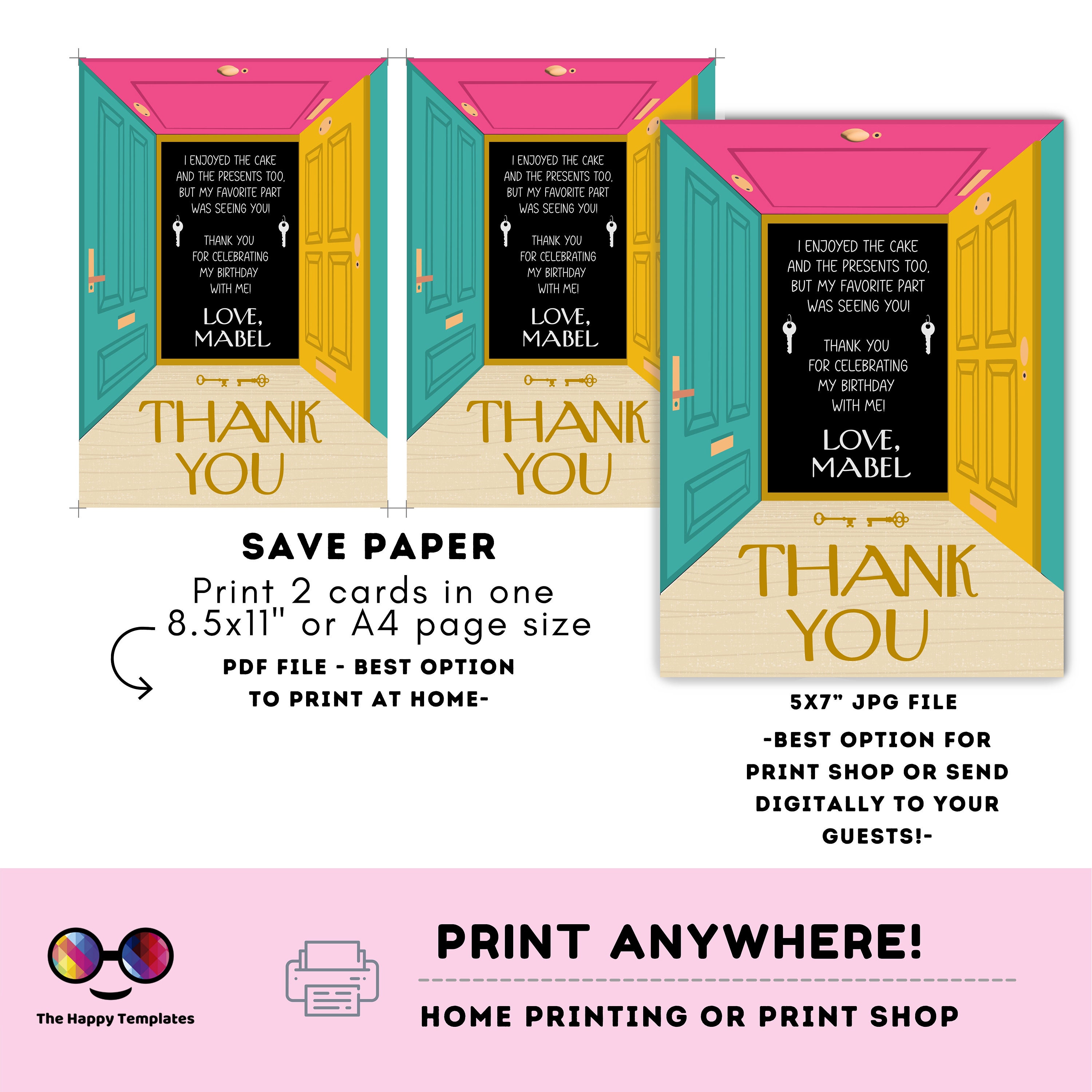 Editable Escape Room Birthday Thank You Card Template | Printable ...