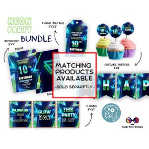 Editable Neon Banner | Digital Neon Lights Printable Backdrop Banner ...