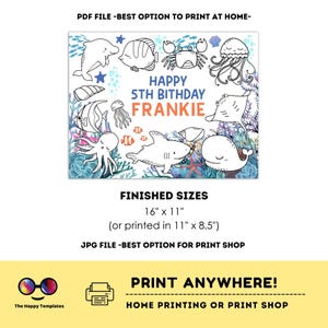 Editable Under the Sea Coloring Page With a Pop of Color | Placemat ...