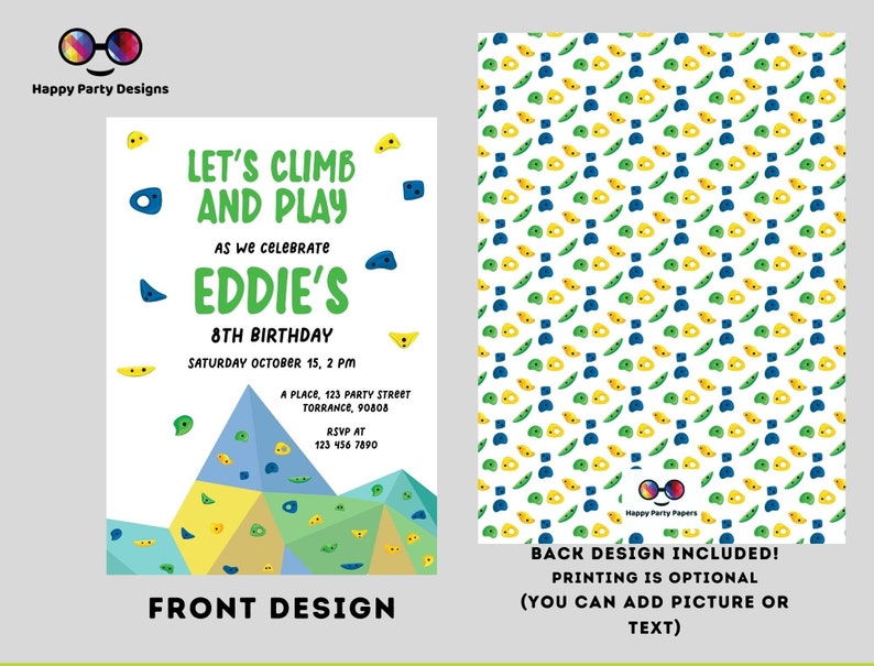 Editable Let's Climb an Play Birthday Invitation Template | Rock ...