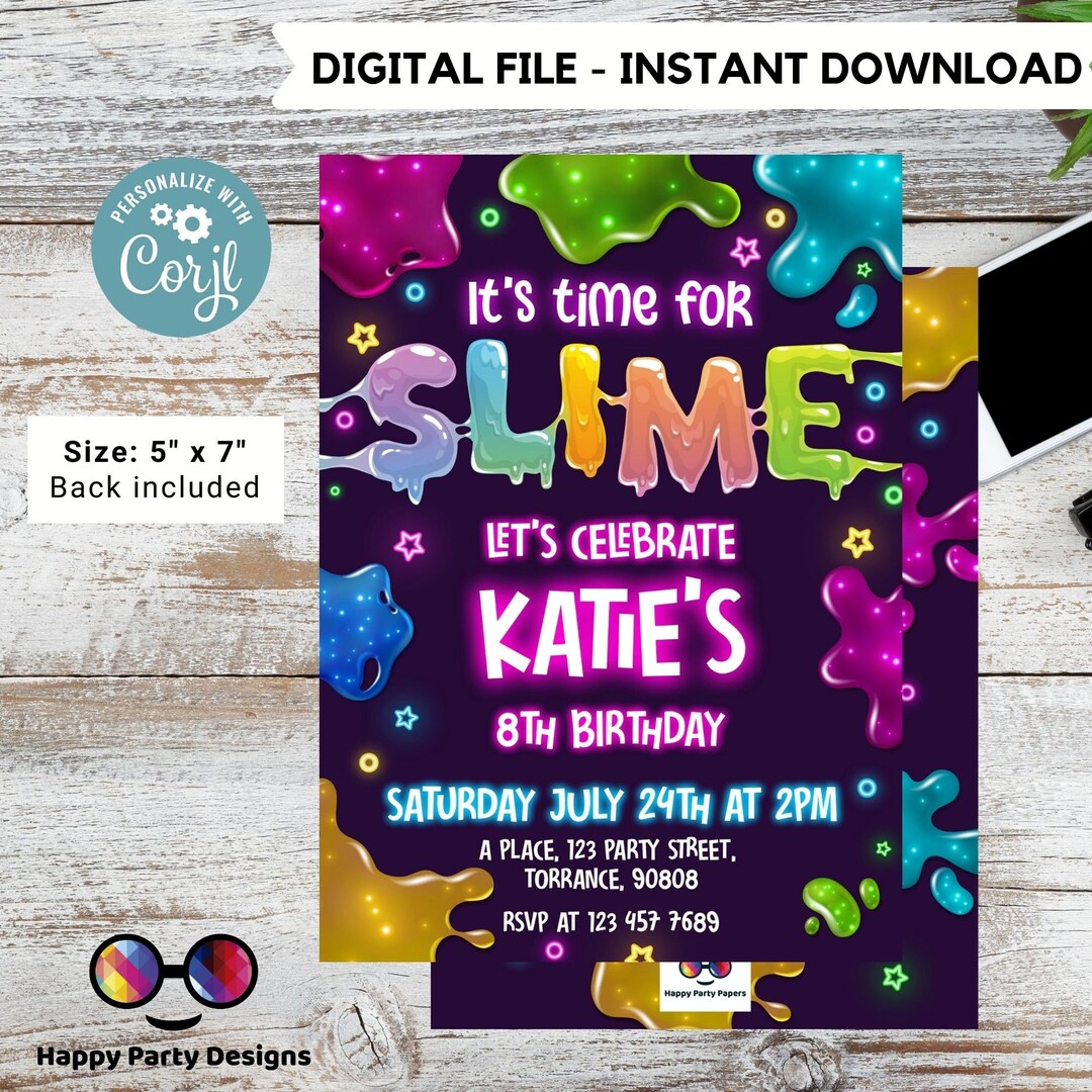 Slime Invitation | Slime Party Invitation | Birthday Girl | Slime ...