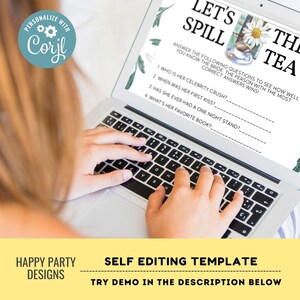 Editable Books and Coffee Game| Let's Spill the Tea | Book Shower Game ...