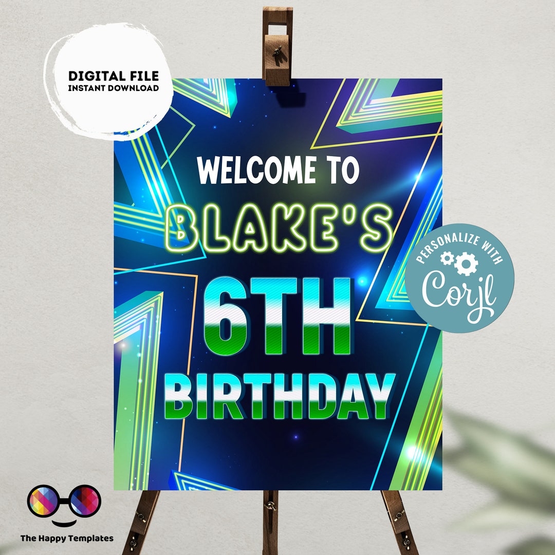 Editable Welcome Sign | Neon Glow in the Dark Welcome Sign | Birthday ...