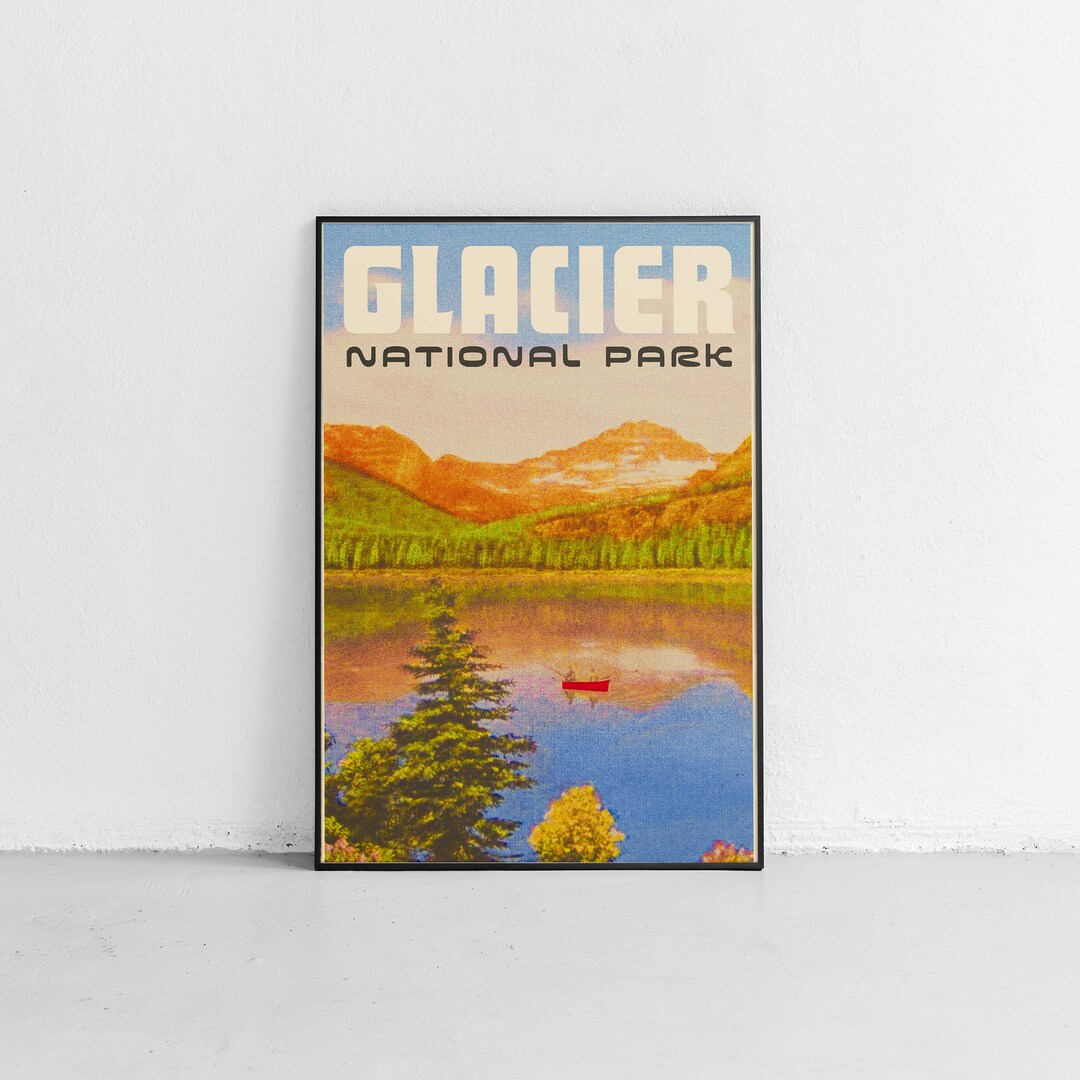 Glacier National Park, Midcentury Poster - Etsy