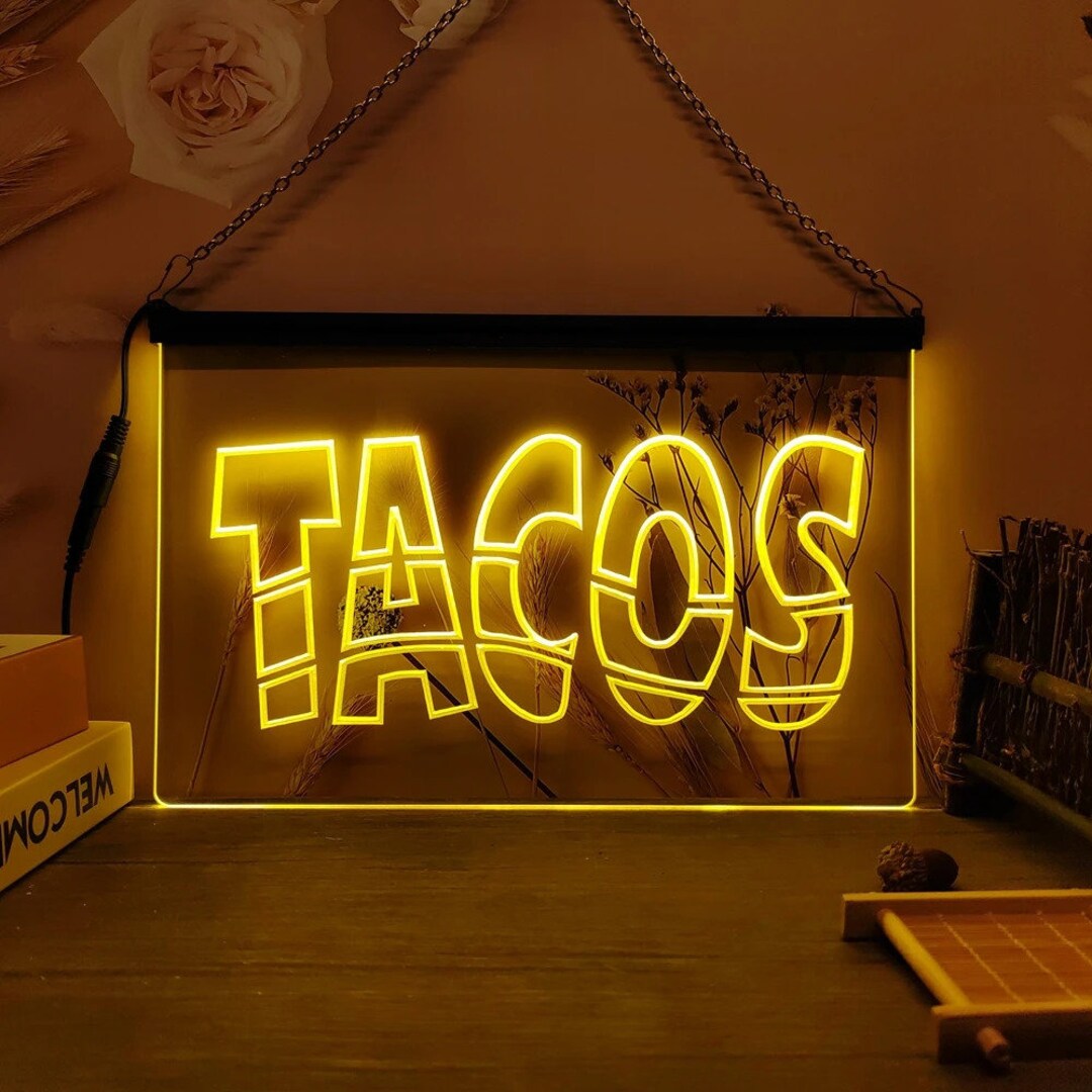 Mexican Taco LED Neon Sign RGB Color Changing Light Acrylic Carved Sign ...