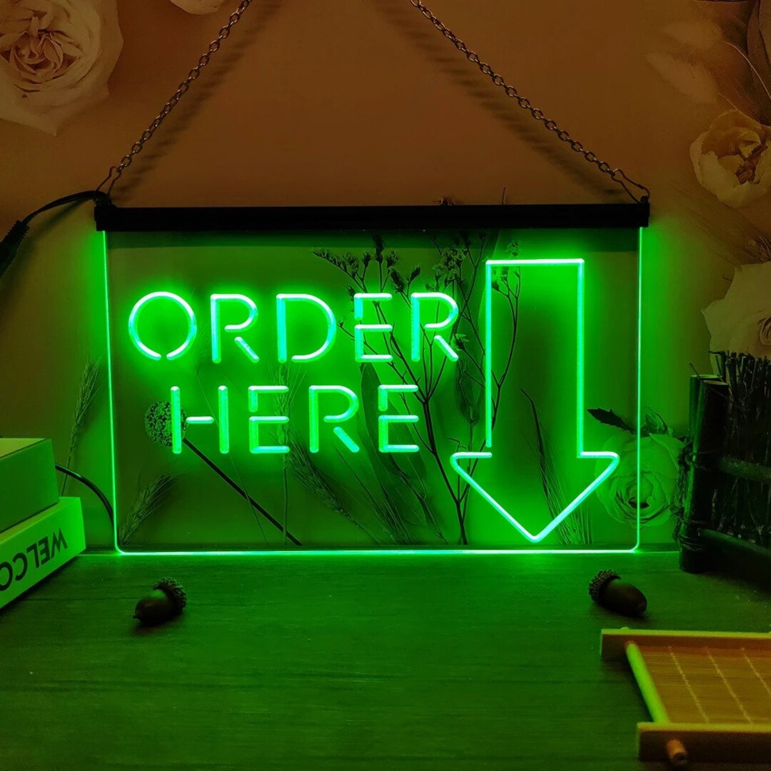 Order Here Cashier LED Neon Sign RGB Color Changing Light Acrylic ...