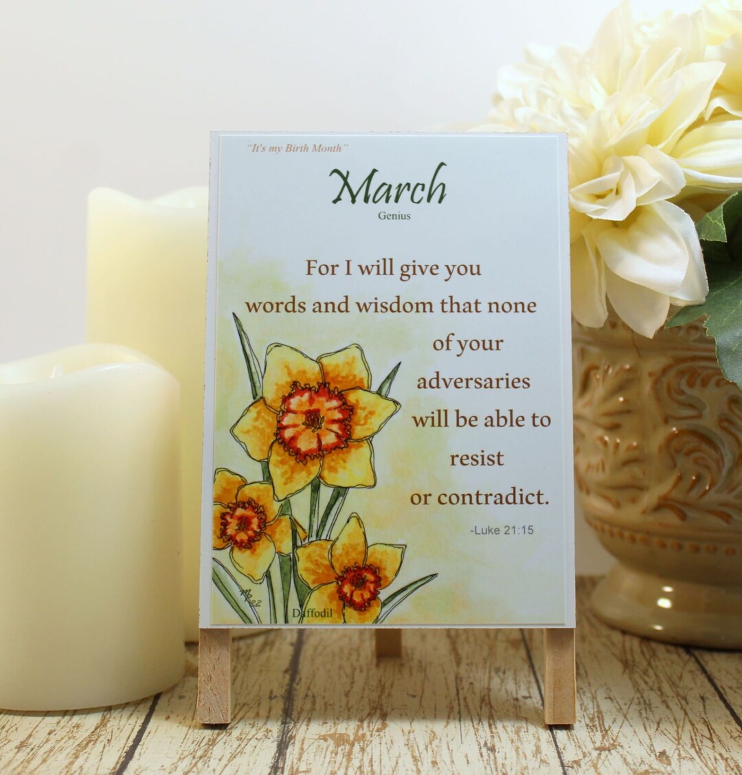 MARCH RELIGIOUS #AD3 - Genius, Bible Verse, Birthday Month, Flowers ...
