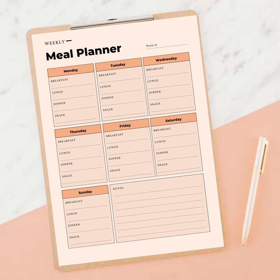 Meal Planner, Daily Meal Menu, Meal Planner Printable, Weekly Meal ...