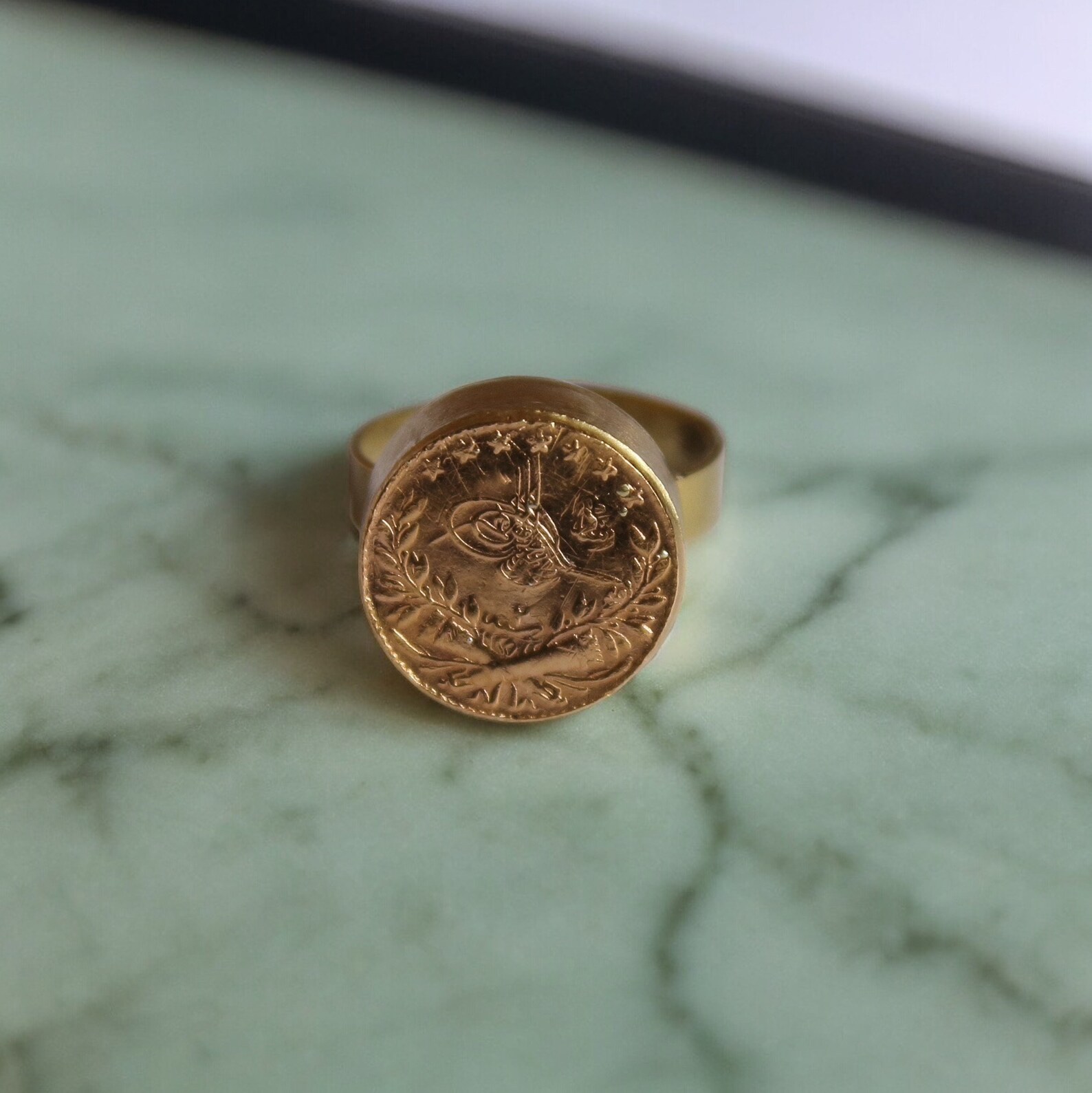 18k Gold Signet Ring With Ottoman Stamp Calligraphy. Islamic Jewelry ...
