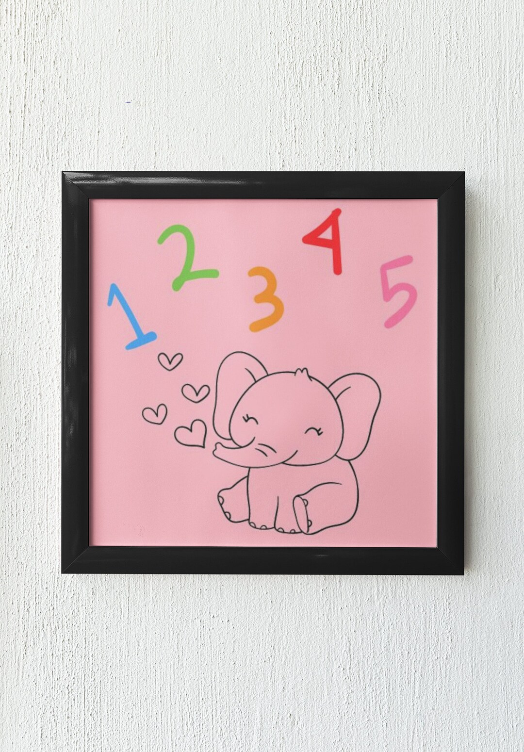 Educational and Cute: Baby Elephant With 12345 - Pink Background ...