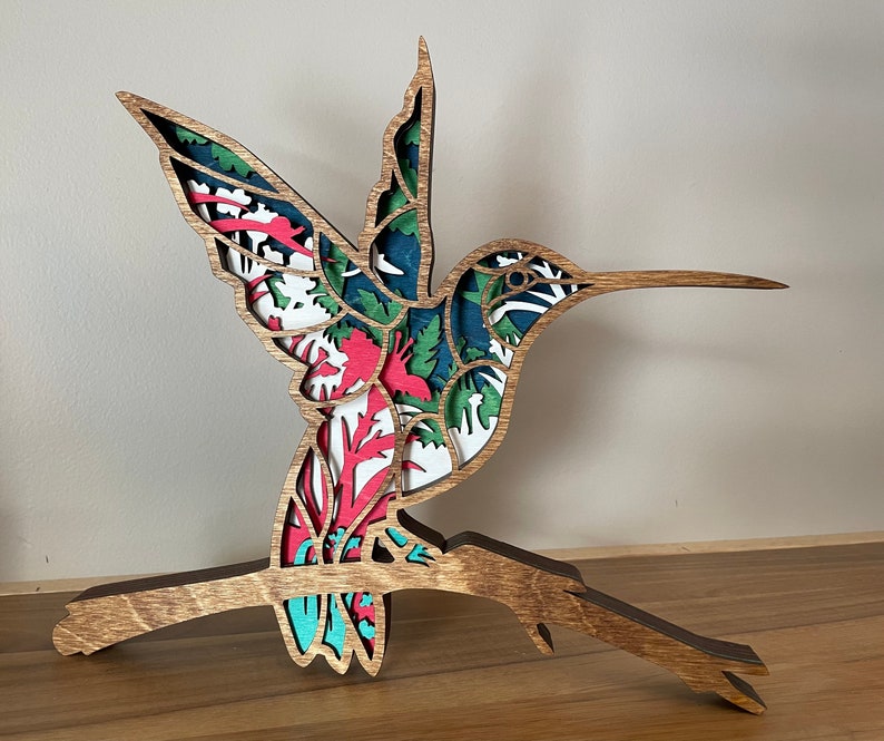 Layered Wood Hummingbird, 3D Wood Hummingbird, Lasercut Hummingbird ...