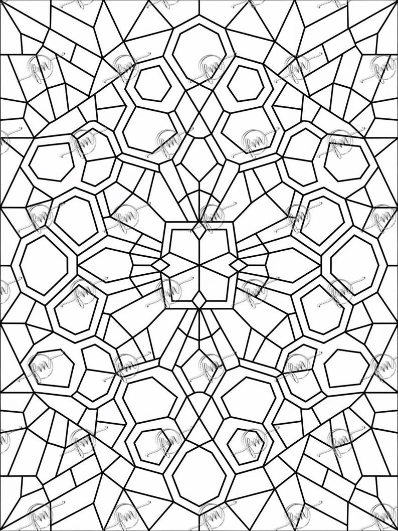Geometric Mosaic Coloring Pages: 10-pack for Tablets, Phones (digital ...