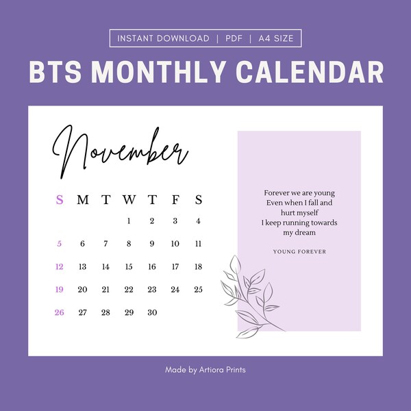 Bts Calendar - Etsy