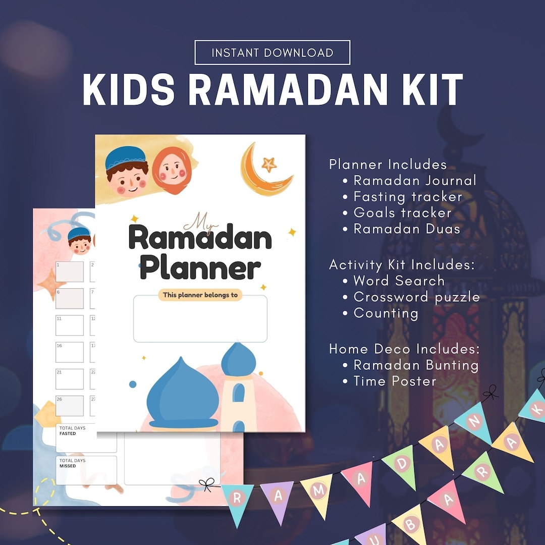 Kids Ramadan Planner Activity Kit | Printable Ramadan Fasting Calendar ...