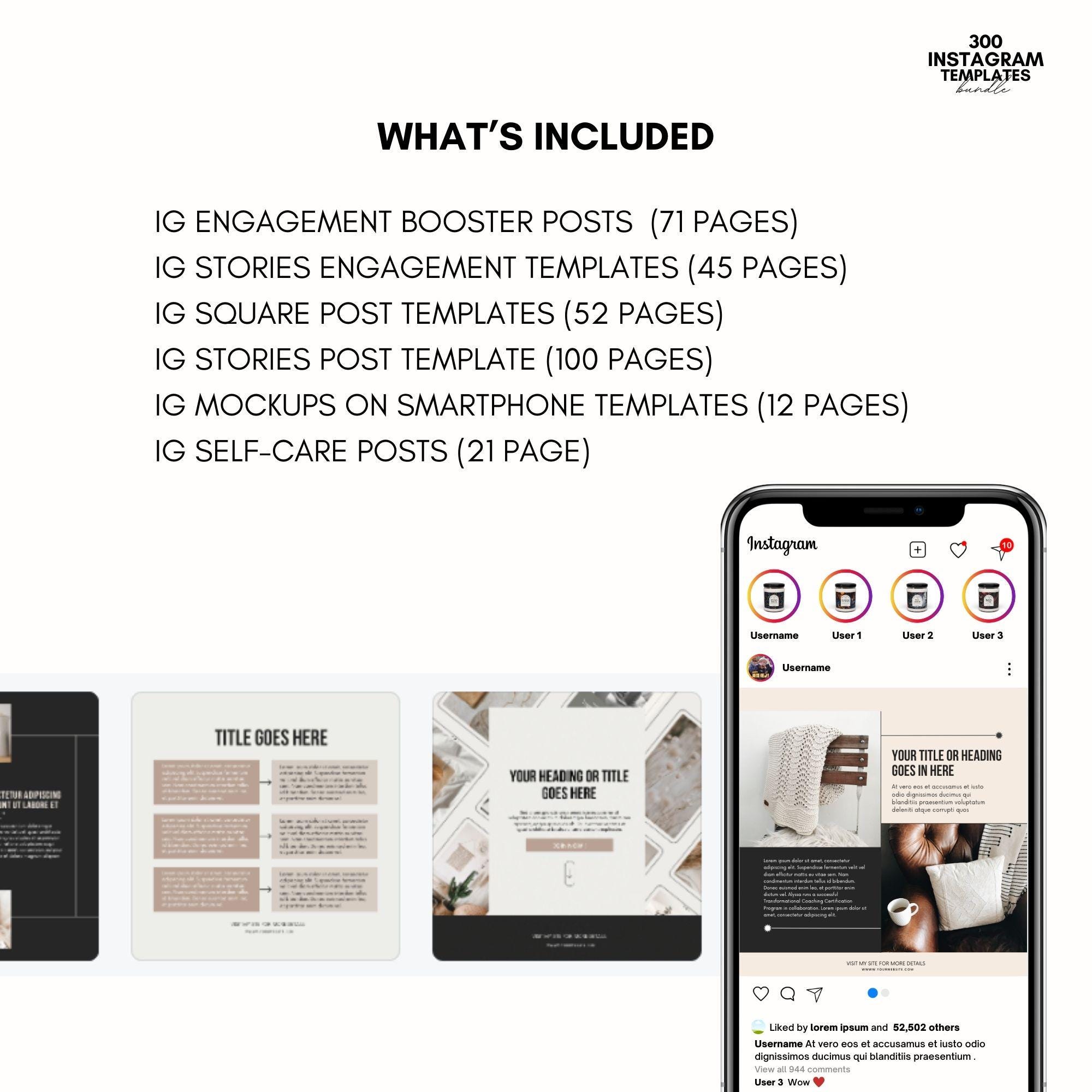 300 Instagram Canva Template Bundle With PLR / MRR Resell Rights ...