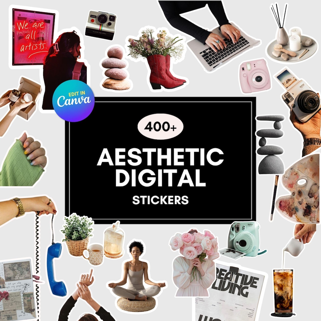 400+ Aesthetic Digital Stickers | It Girl Canva Sticker Vault for ...