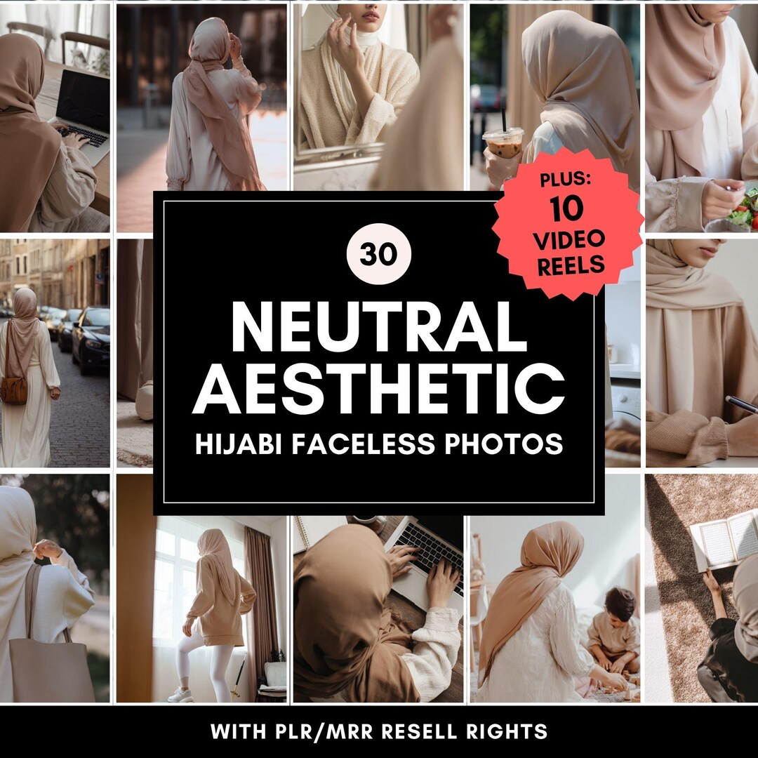 Neutral Aesthetic Hijabi Faceless Photos and Reel Bundle | Aesthetic ...