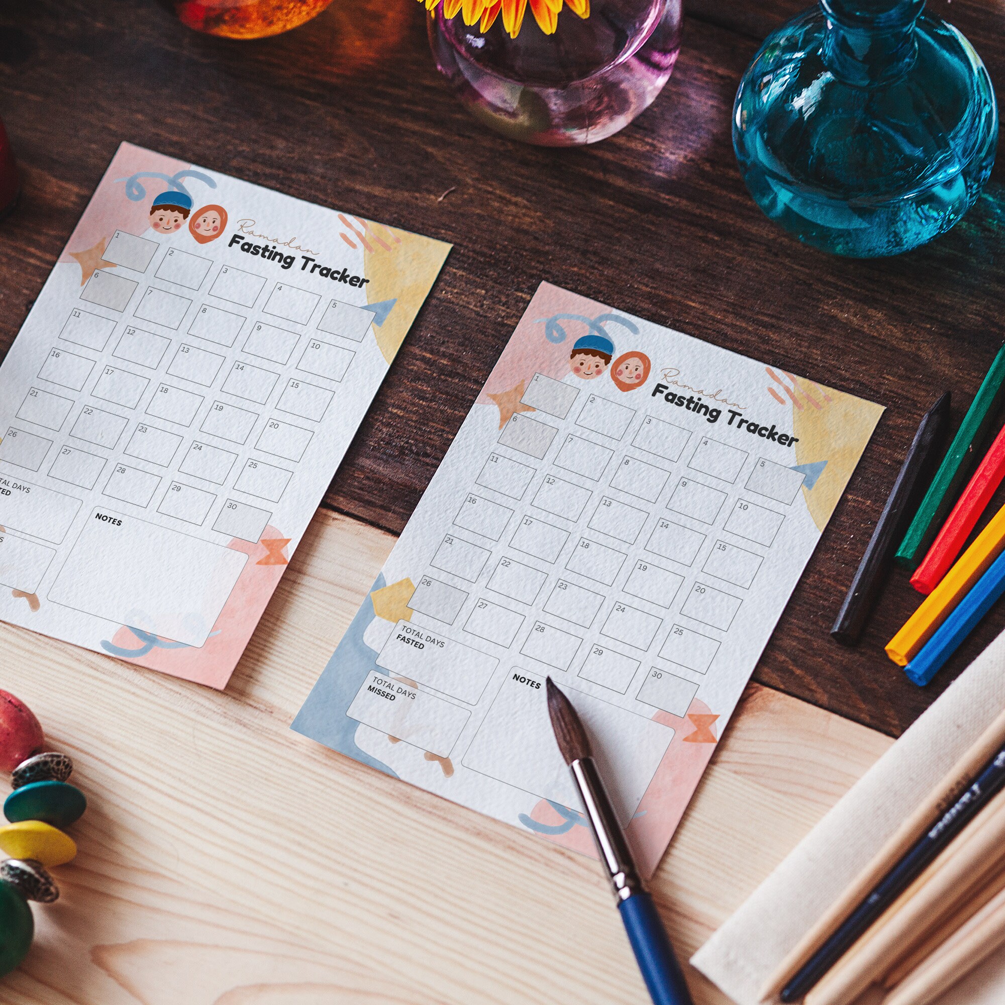 Kids Ramadan Tracker Printable PDF Muslim Fasting Journal Counting Days ...