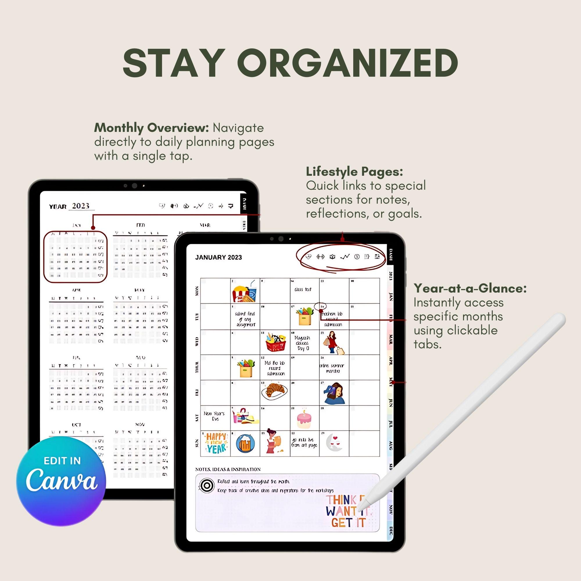 2025 + 2026 Digital Planner | Fully Hyperlinked PLR Digital Planner for ...