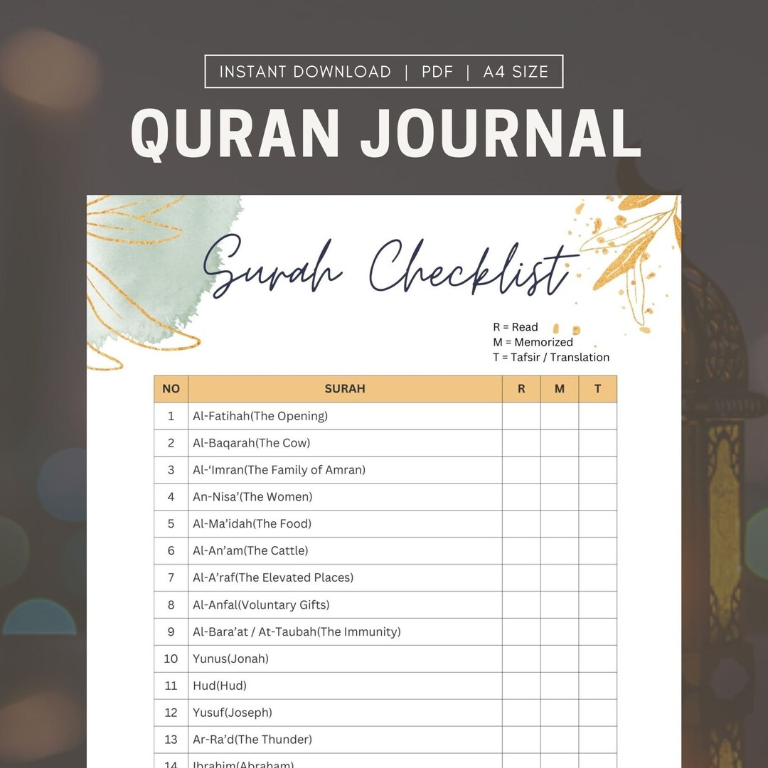 Quran Journal Printable PDF Instant Download A4 - Etsy Australia