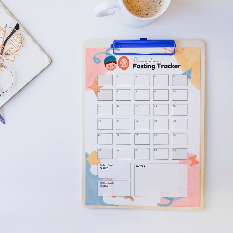 Kids Ramadan Tracker Printable PDF Muslim Fasting Journal Counting Days ...