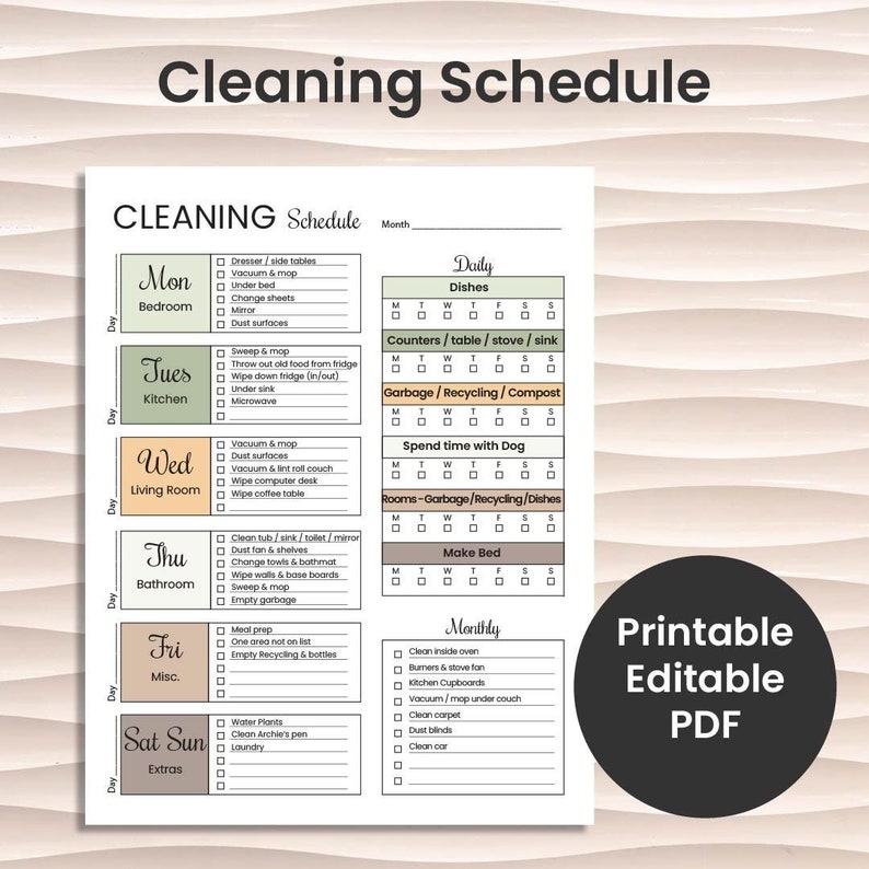 Chore/task Chart Editable, Printable, Instant Download Couples ...