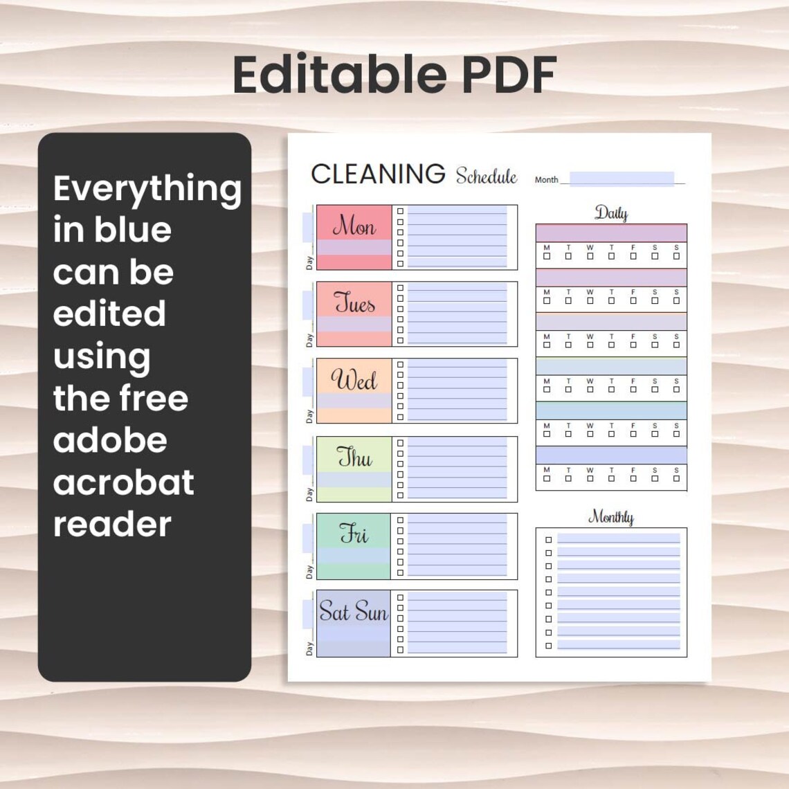 Editable Chore Chart for Couples & Families Instant Download Daily ...