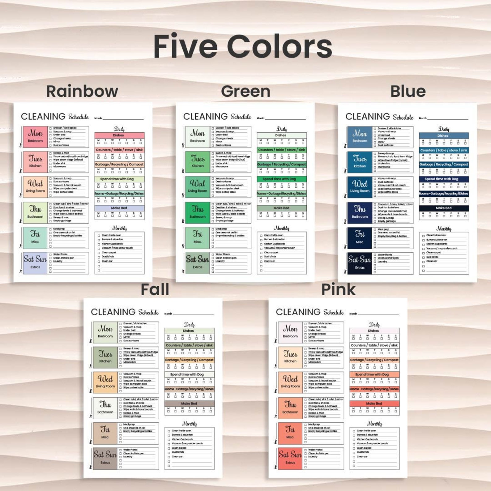 Editable Chore Chart for Couples & Families Instant Download Daily ...