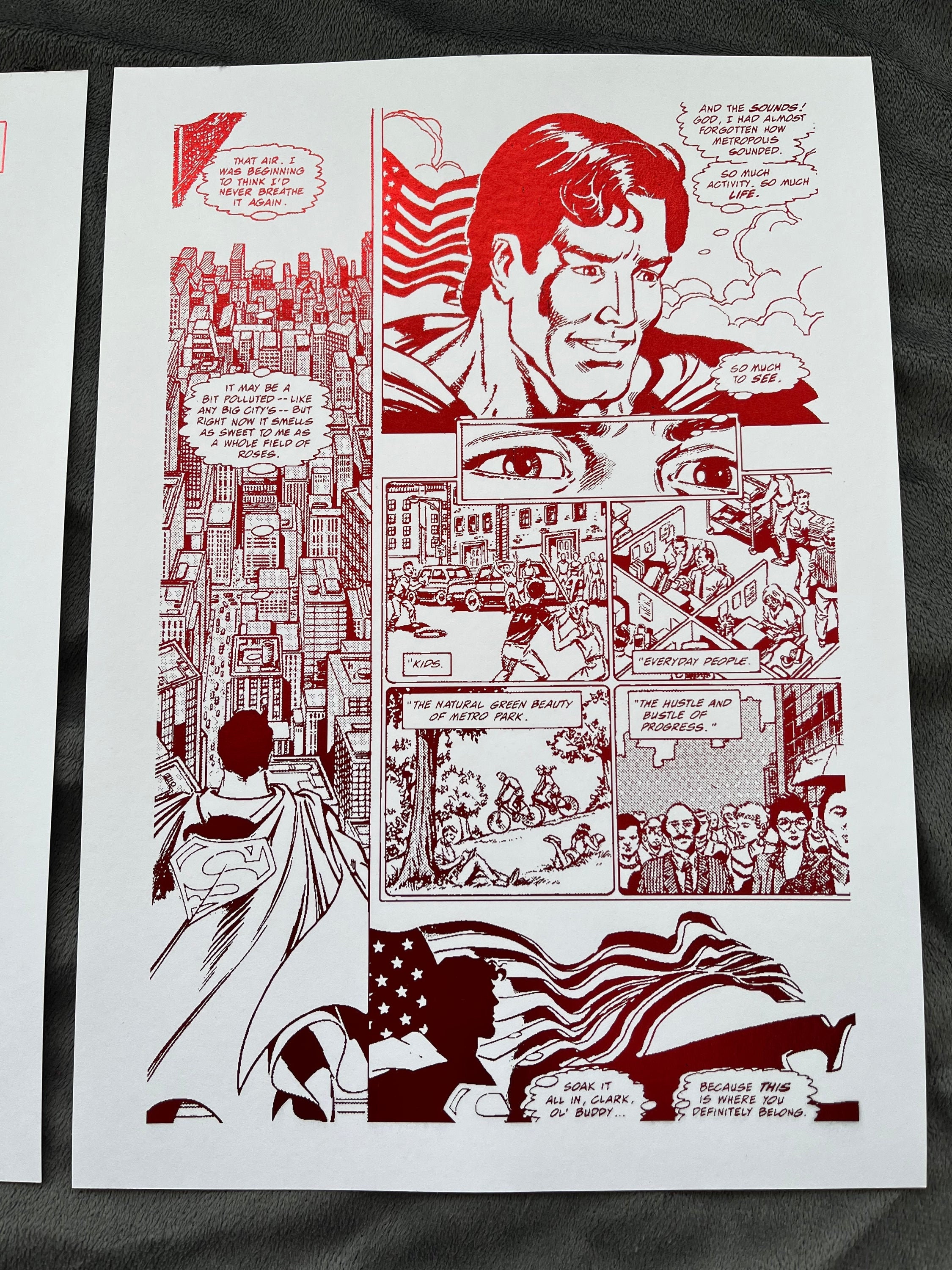 Set of 2 Superman Comic Cover & Comic Strip Foil Prints - Etsy