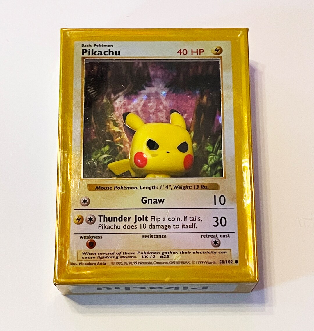 PIKACHU shadowless Pokemon 3D Custom Shadowbox Interchangeable Trading Card One of One 1/1 - Etsy