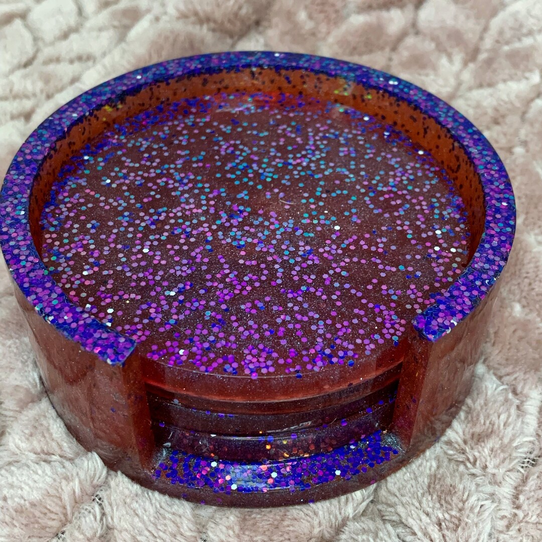 Purple Glitter Coaster Set - Etsy