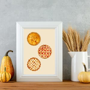 Pumpkin Pie | Apple Pie | Cherry Pie | Instant Download Digital Print ...