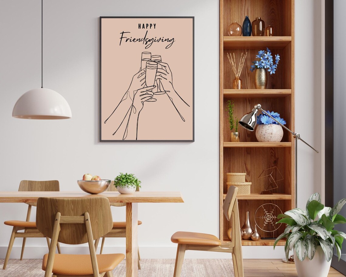 Happy Friendsgiving Digital Poster | Cozy Thanksgiving Home Decor ...
