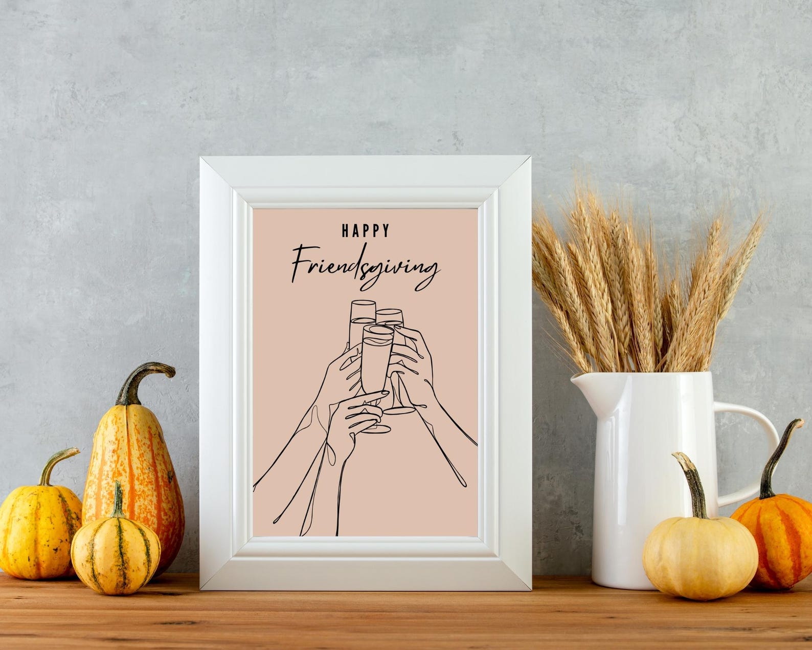 Happy Friendsgiving Digital Poster | Cozy Thanksgiving Home Decor ...