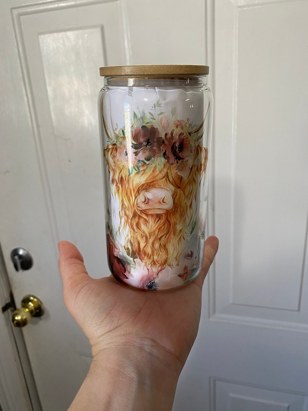 Highland Cow Glass Tumbler - Glass Sublimation Tumbler - Highland Cow ...